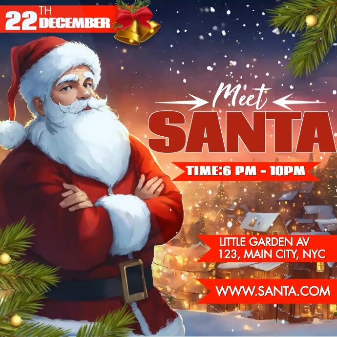 Meet Santa Event Ads Template | PosterMyWall