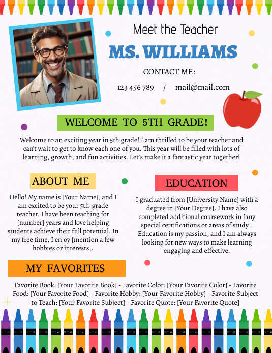 Meet The Teacher Editable Template | PosterMyWall