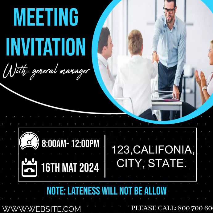 meeting invitation social media poster templa Template | PosterMyWall