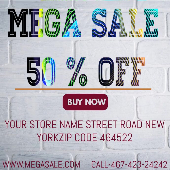 Plantilla de Mega sale 50 % off Template | PosterMyWall