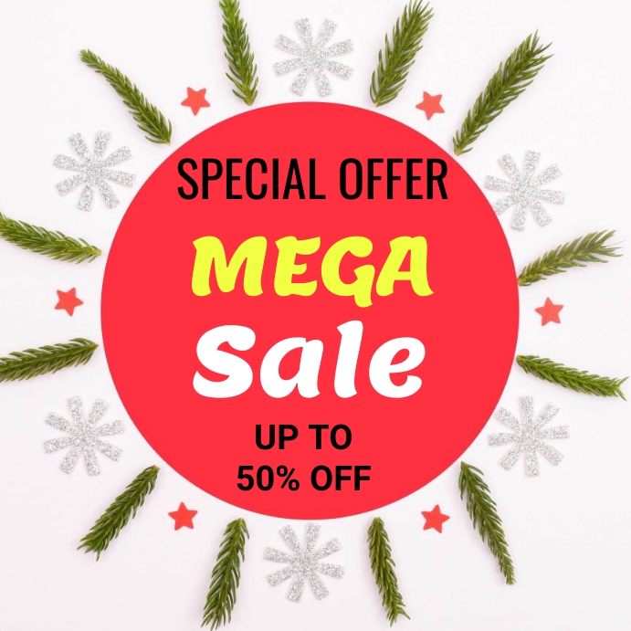 Mega Sale Menawarkan Brosur Toko Ritel Selamat Natal Templat | PosterMyWall