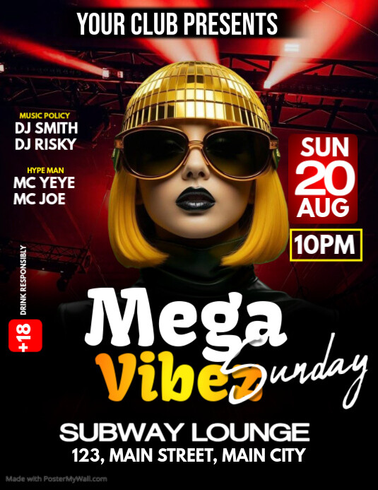 Copy of mega vibes sunday party | PosterMyWall