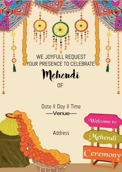Mehendi Invitation Card Template | PosterMyWall