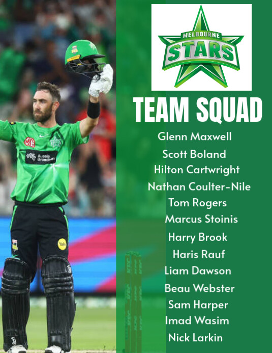 Melbourne Stars team squad Templat | PosterMyWall
