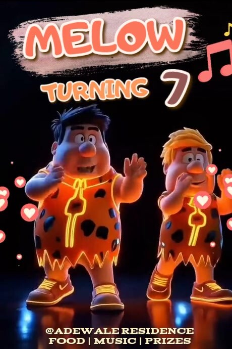 Melow is Turning 7 Birthday Layout Template | PosterMyWall