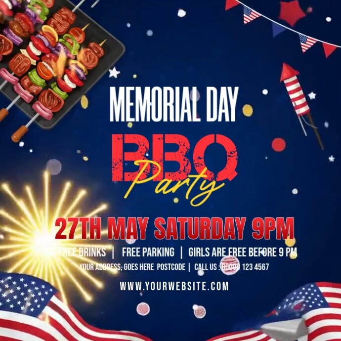 Memorial Day BBQ Party Template | PosterMyWall