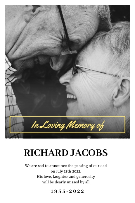 Memorial Announcement Template | PosterMyWall