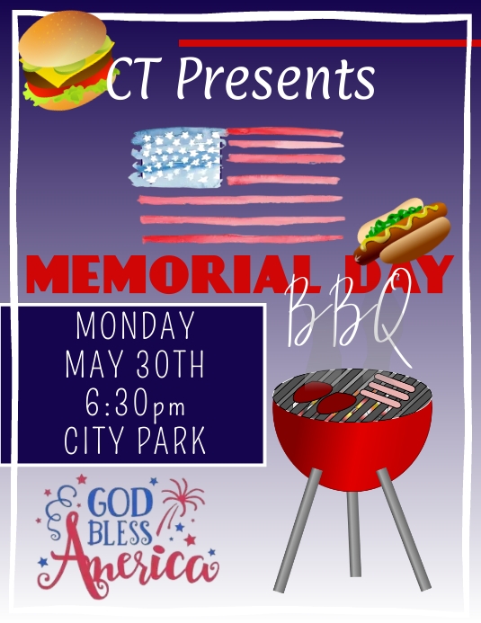 MEMORIAL DAY BBQ INVITATION FLYER Template | PosterMyWall