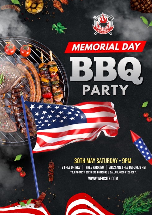 Memorial Day BBQ Party Template | PosterMyWall