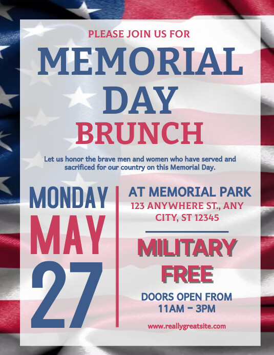 Memorial Day Brunch Invitation Flyer. Template | PosterMyWall