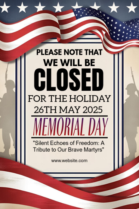 Copy of Memorial Day Business Closed Sign | PosterMyWall