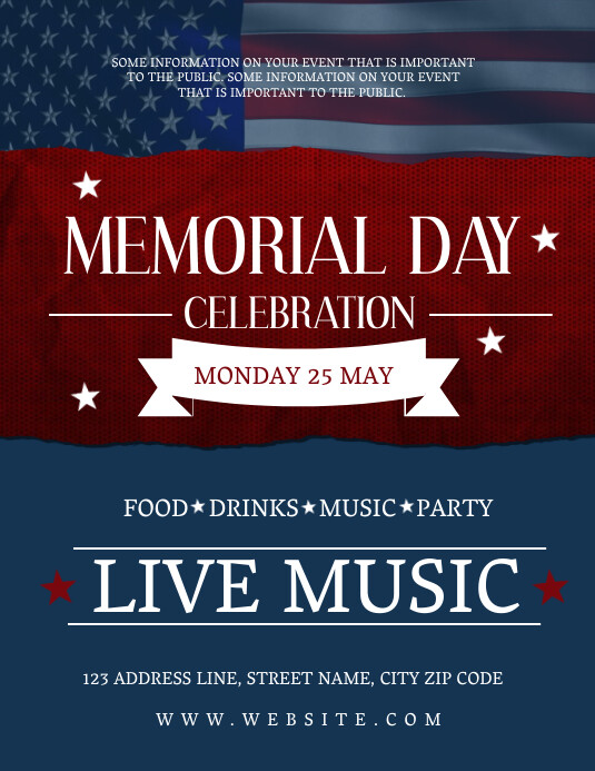Memorial Day Celebration Event Flyer Template | PosterMyWall