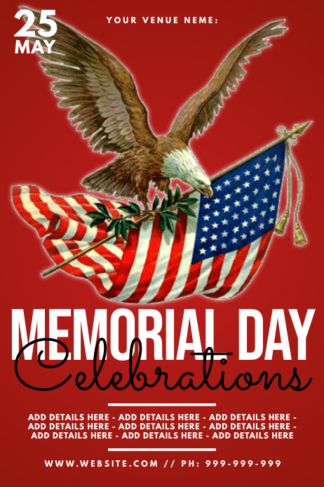 Memorial Day Celebrations Poster Template | PosterMyWall