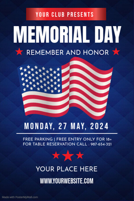 Memorial Day Celebrations Poster Template | PosterMyWall