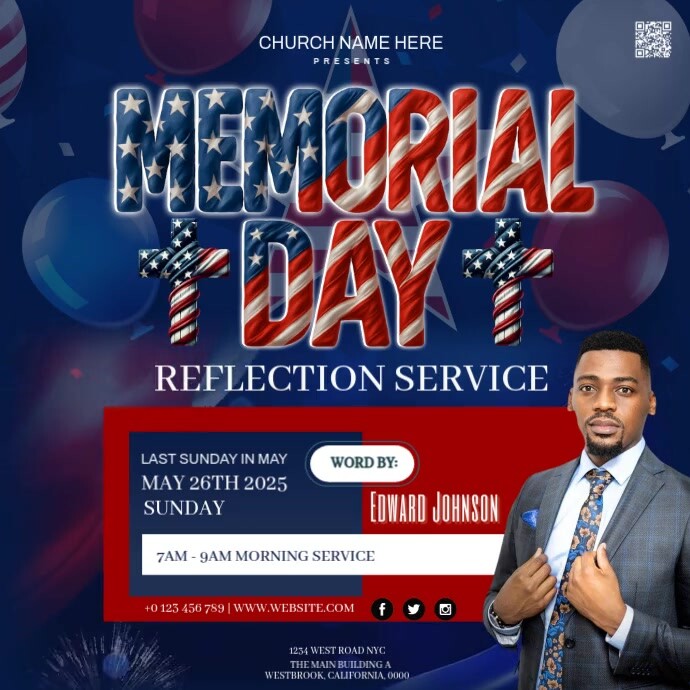 memorial day church service event design template | PosterMyWall