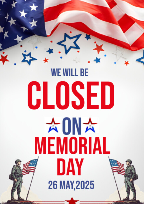 Plantilla de Memorial Day Closed A4 | PosterMyWall
