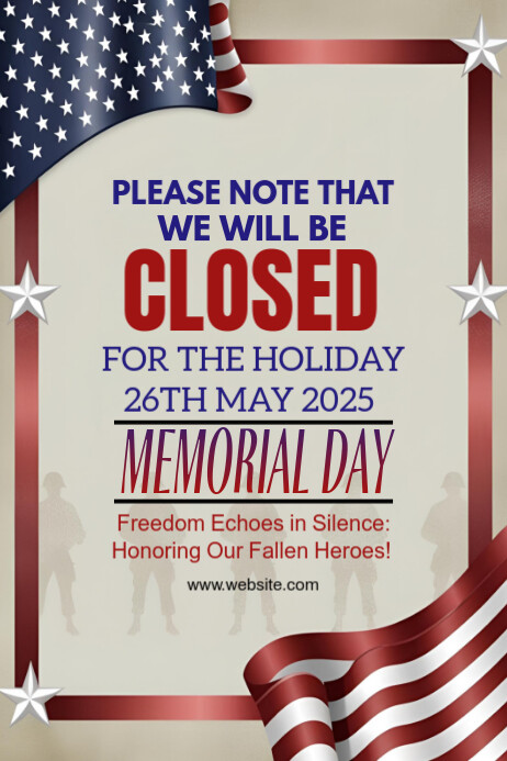Memorial Day Closed Ad Poster Template | PosterMyWall
