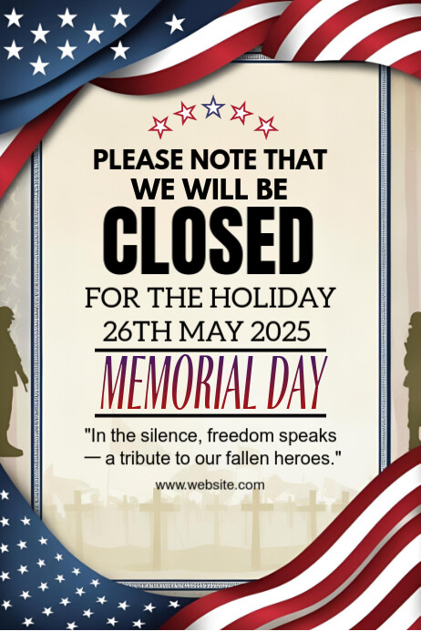 Memorial Day Closed Ad Poster Template | PosterMyWall