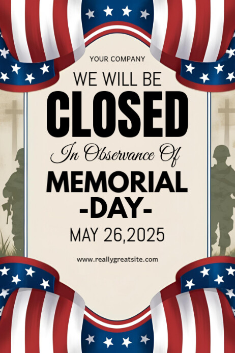 Memorial Day Closed Ad Poster Template | PosterMyWall