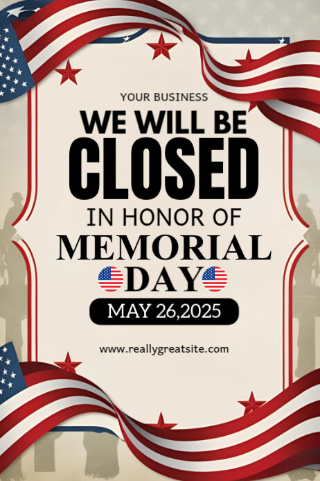 Memorial Day Closed Ad Poster Template | PosterMyWall
