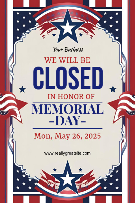 Memorial day closed ad poster Template | PosterMyWall