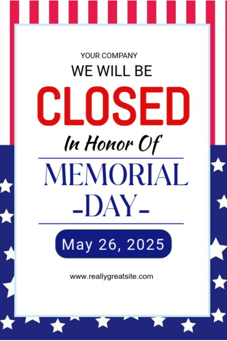 Memorial day closed ad poster. Template | PosterMyWall