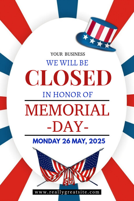 Memorial day closed ad poster. Template | PosterMyWall