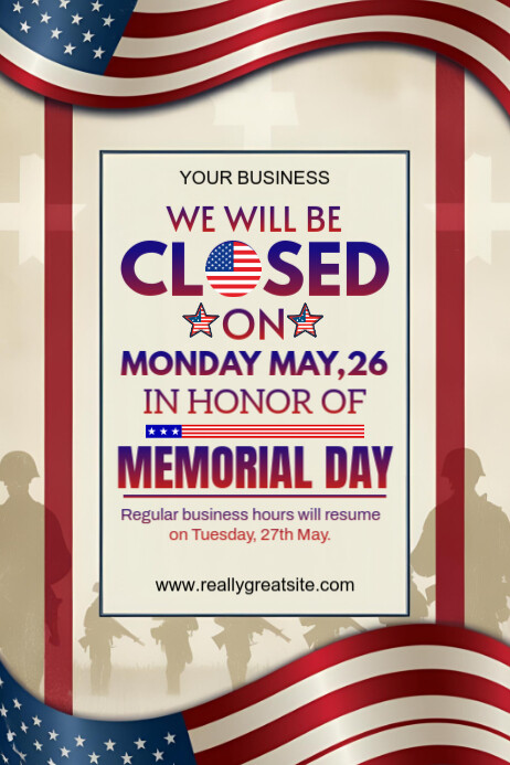 Memorial day closed banner Template | PosterMyWall