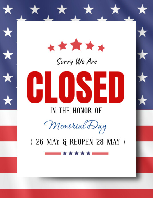 Memorial day closed Template | PosterMyWall