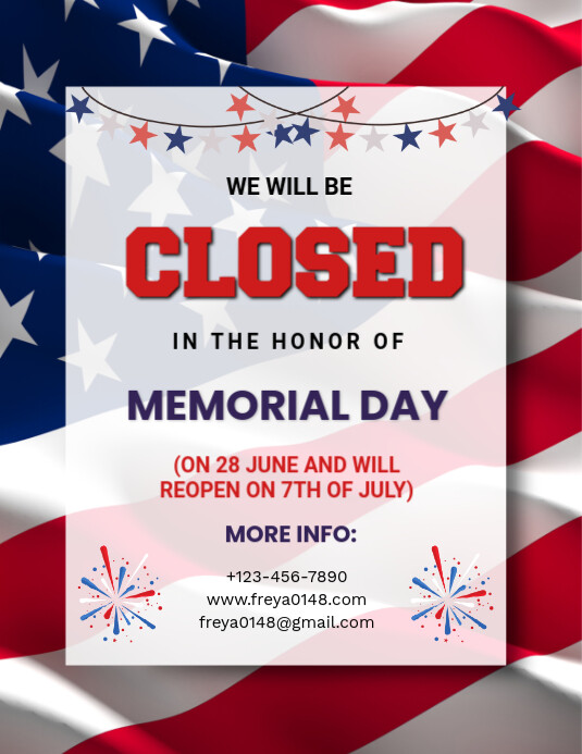 Memorial day closed Template | PosterMyWall