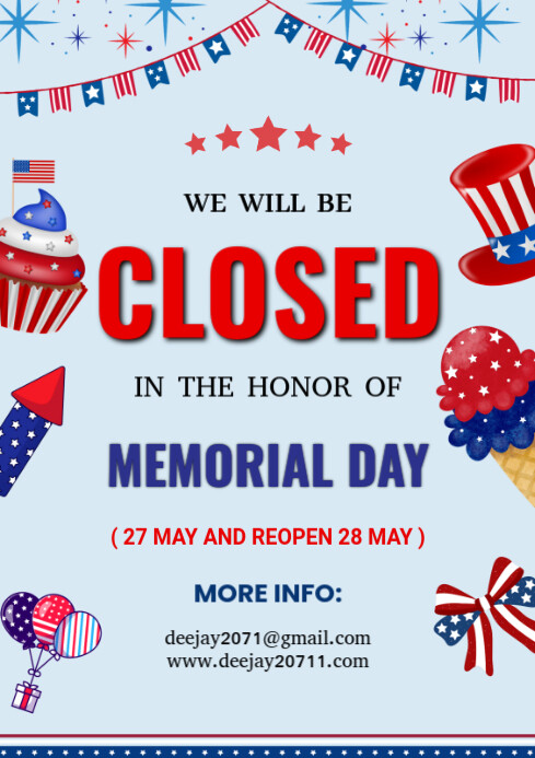 Memorial day closed Template | PosterMyWall