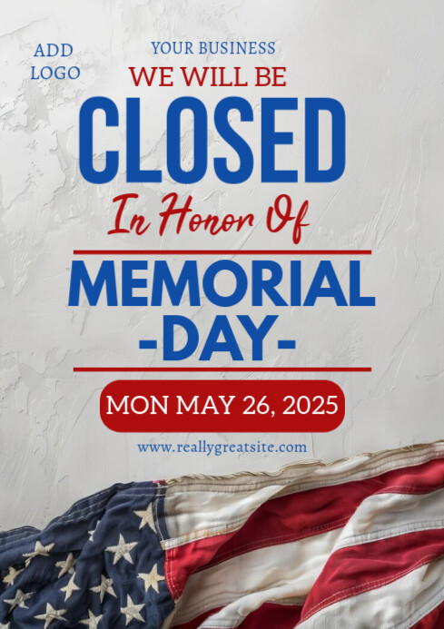 Memorial day closed flyer 2025 Template | PosterMyWall