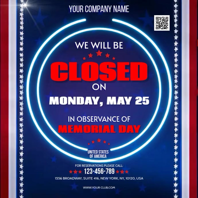 Memorial Day Closure Announcement Template | PosterMyWall