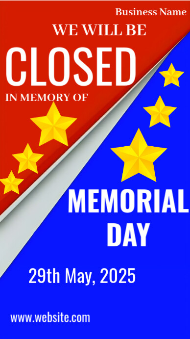Memorial Day Closed Post Instagram Story Template | PosterMyWall