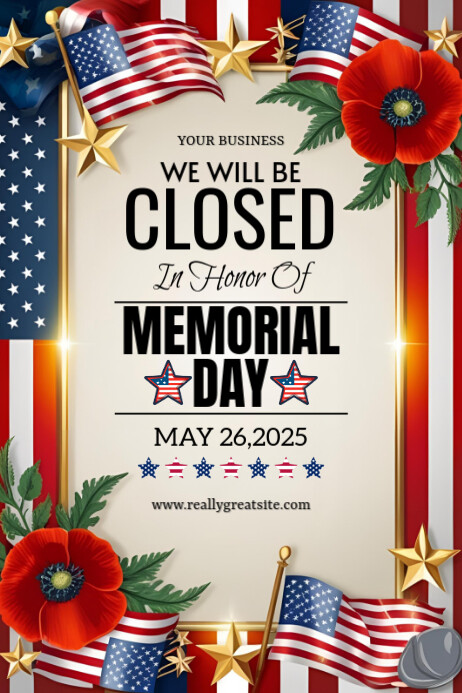 Memorial day closed poster template | PosterMyWall