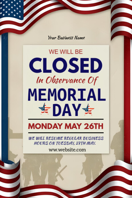 Memorial Day Closed Poster Template | PosterMyWall