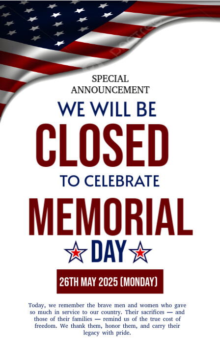 Memorial Day Closed Tabloid Template | PosterMyWall