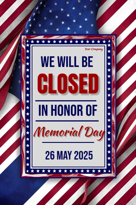 Memorial Day Closed Template 2025 | PosterMyWall