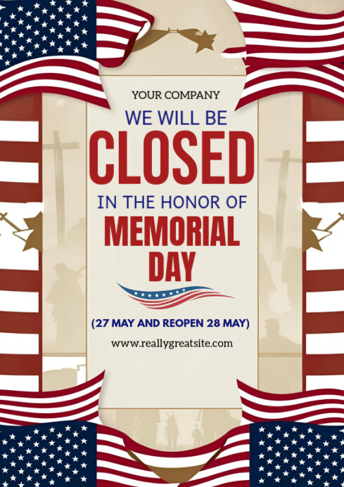 Copy of Memorial Day Closed Template | PosterMyWall