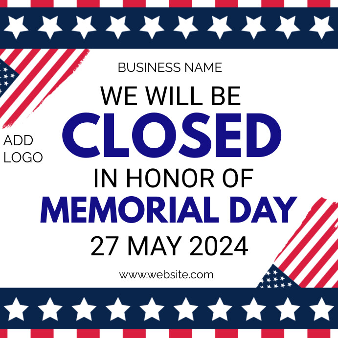 Memorial Day Closed Template Instagram Post | PosterMyWall