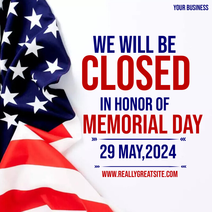 Memorial Day Closed Template Instagram Post | PosterMyWall