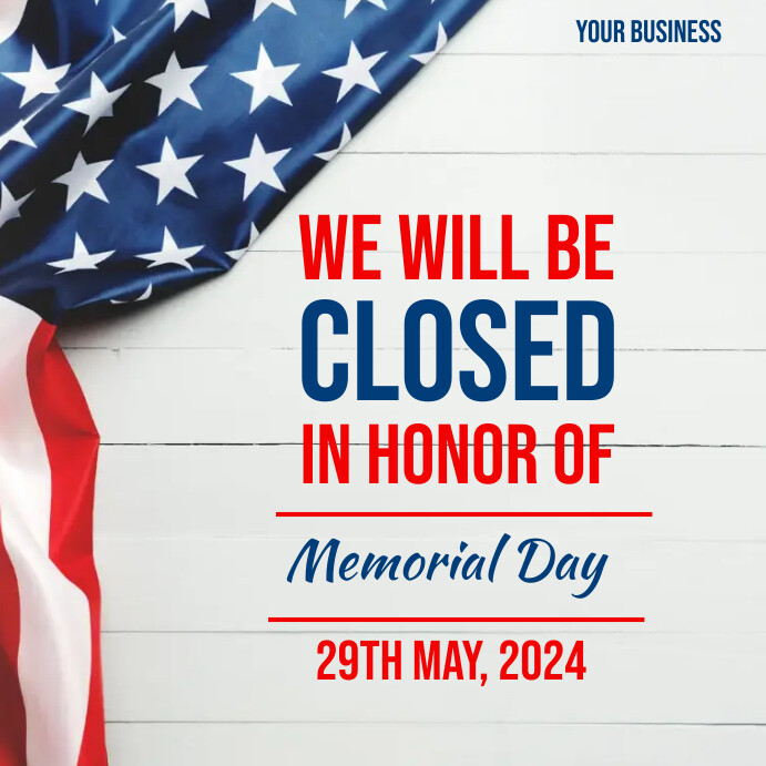 Memorial day closing announcement Instagram p Template | PosterMyWall