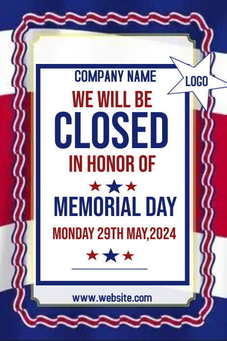 memorial day closing Template | PosterMyWall