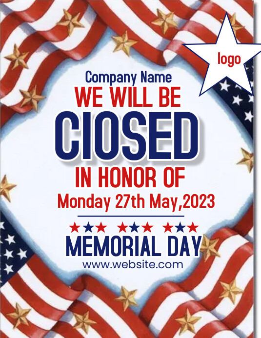 Copy of Memorial Day Closing Flyer (us Letter) | PosterMyWall