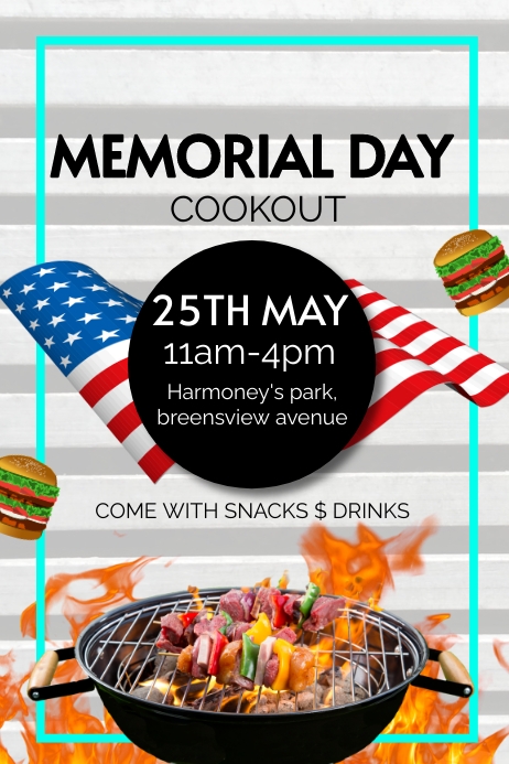 MEMORIAL DAY COOKOUT 2023 2024 POSTER Template | PosterMyWall