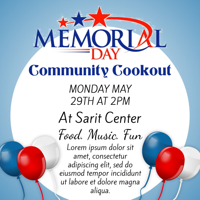Memorial Day Cookout Template | PosterMyWall