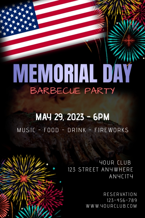 Memorial Day Cookout Invitation Poster Template | PosterMyWall