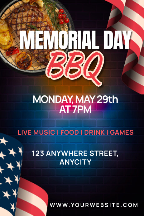 Memorial Day Cookout Invitation Poster Template | PosterMyWall