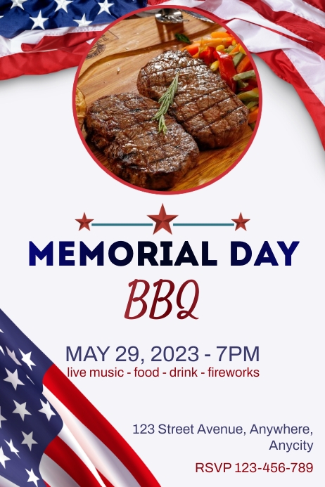 Memorial Day Cookout Invitation Poster Template | PosterMyWall