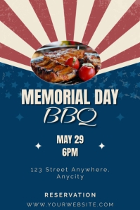 Memorial Day Cookout Invitation Poster Template | PosterMyWall